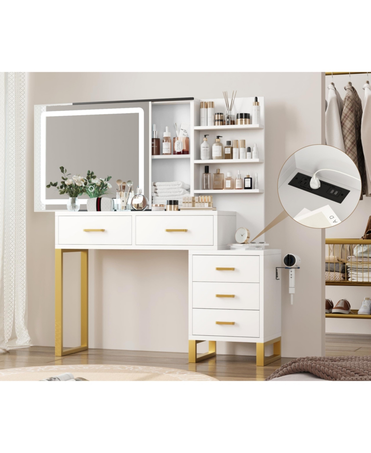 Click here for gaomon Vanity Desk with Mirror  Makeup Vanity Desk... prices