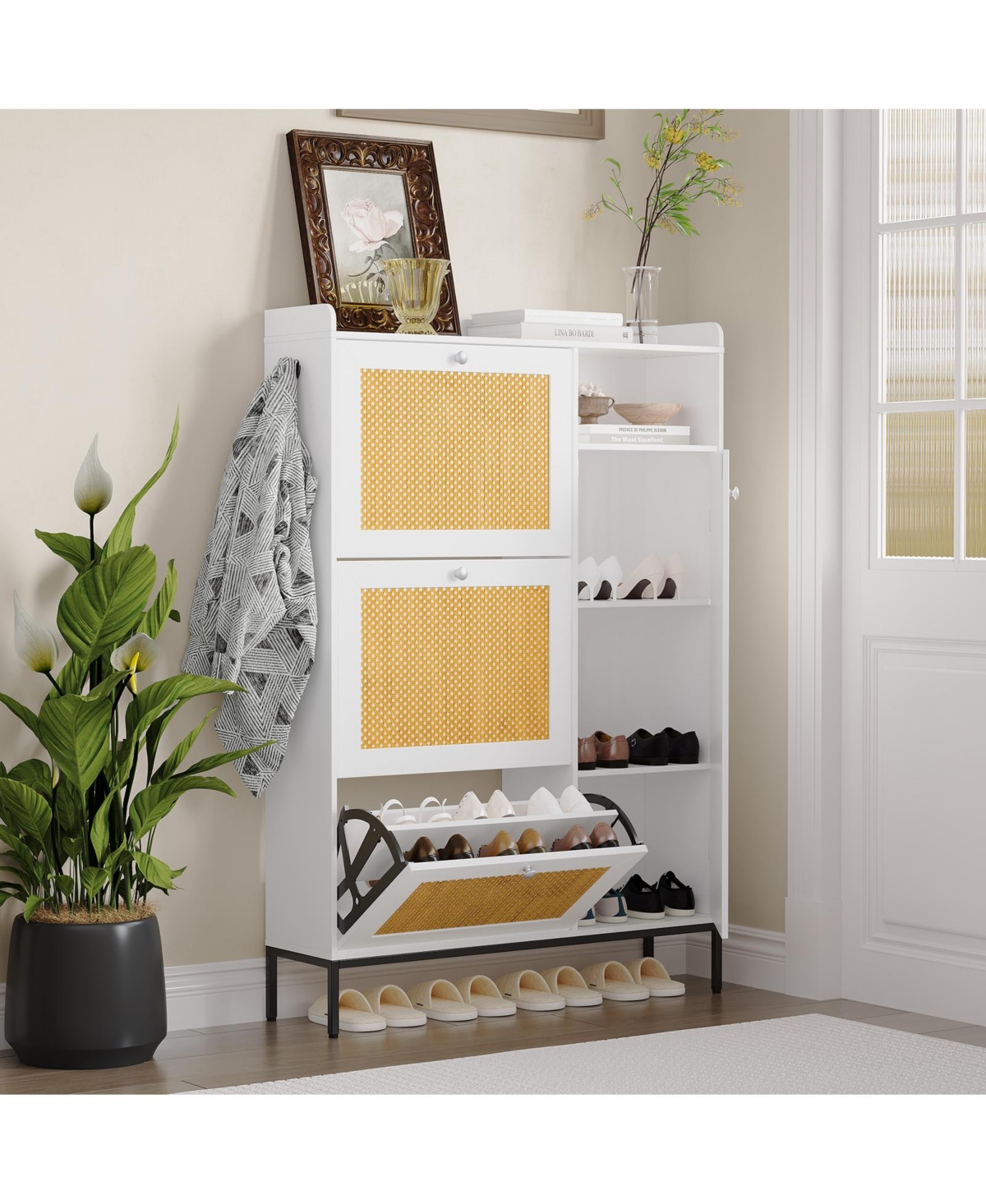 Click here for gaomon Shoe Cabinet  Natural Rattan Freestanding S... prices