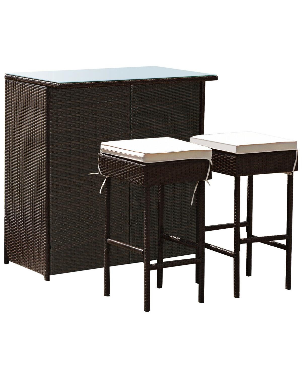 Click here for Sugift 3-piece Rattan Wicker Bar Table Stools Dini... prices