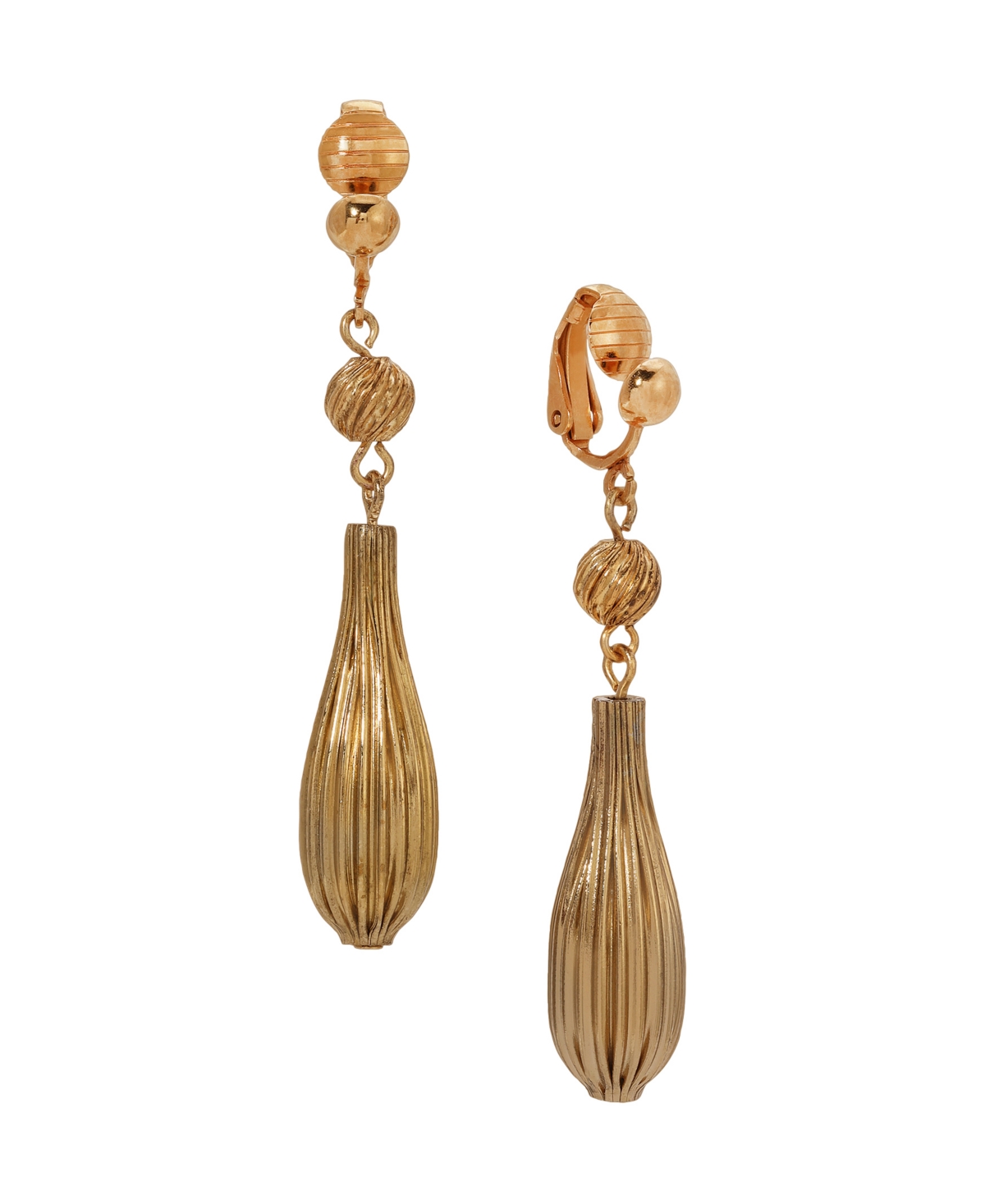 Click here for 2028 Textured Elongated Clip Earrings - Yellow prices