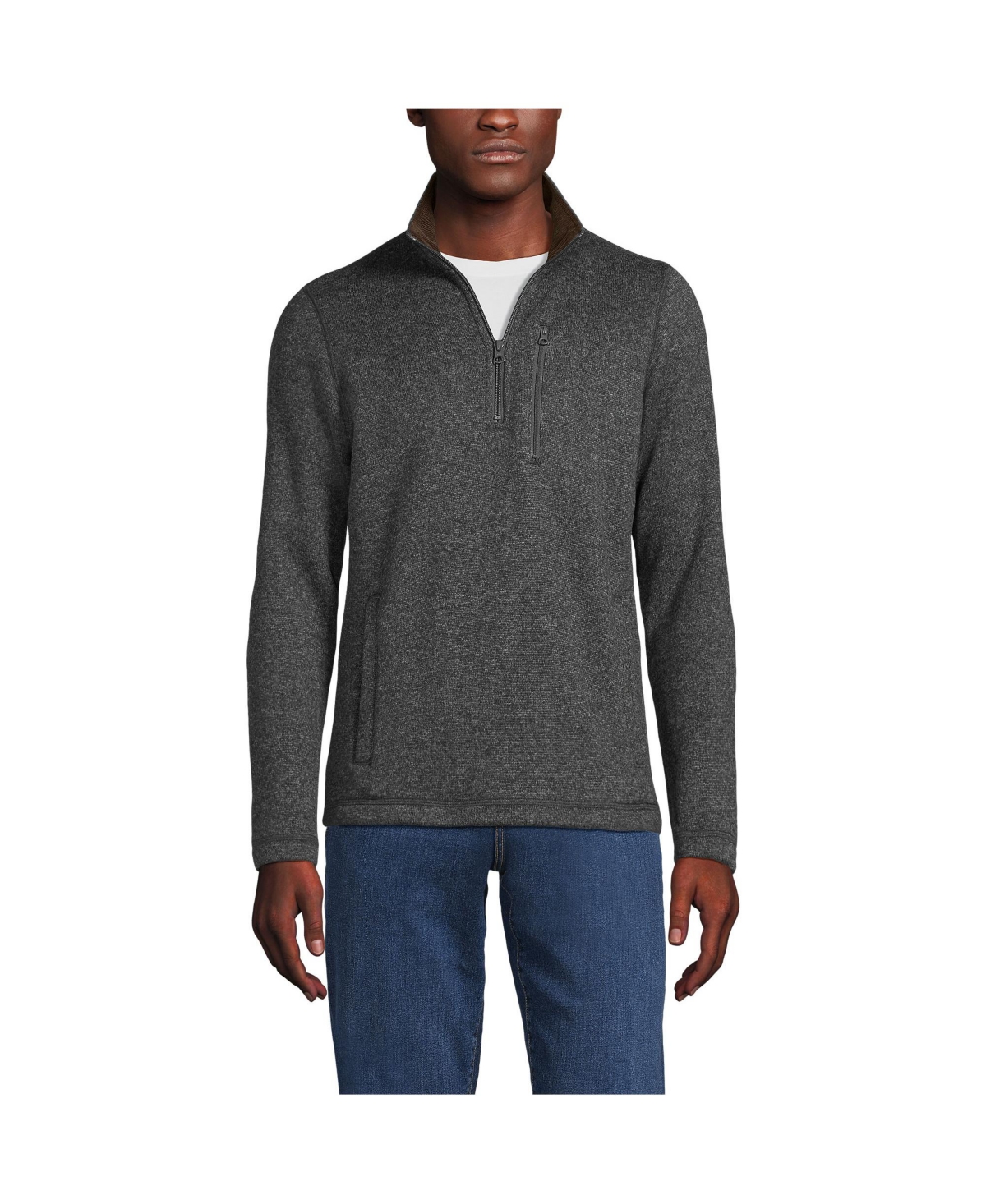 Click here for Lands End Mens Sweater Fleece Quarter Zip Pullover... prices