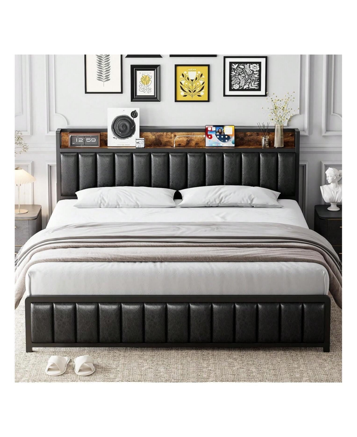Click here for gaomon Full/Queen/King Size Bed Frame With Shelf H... prices