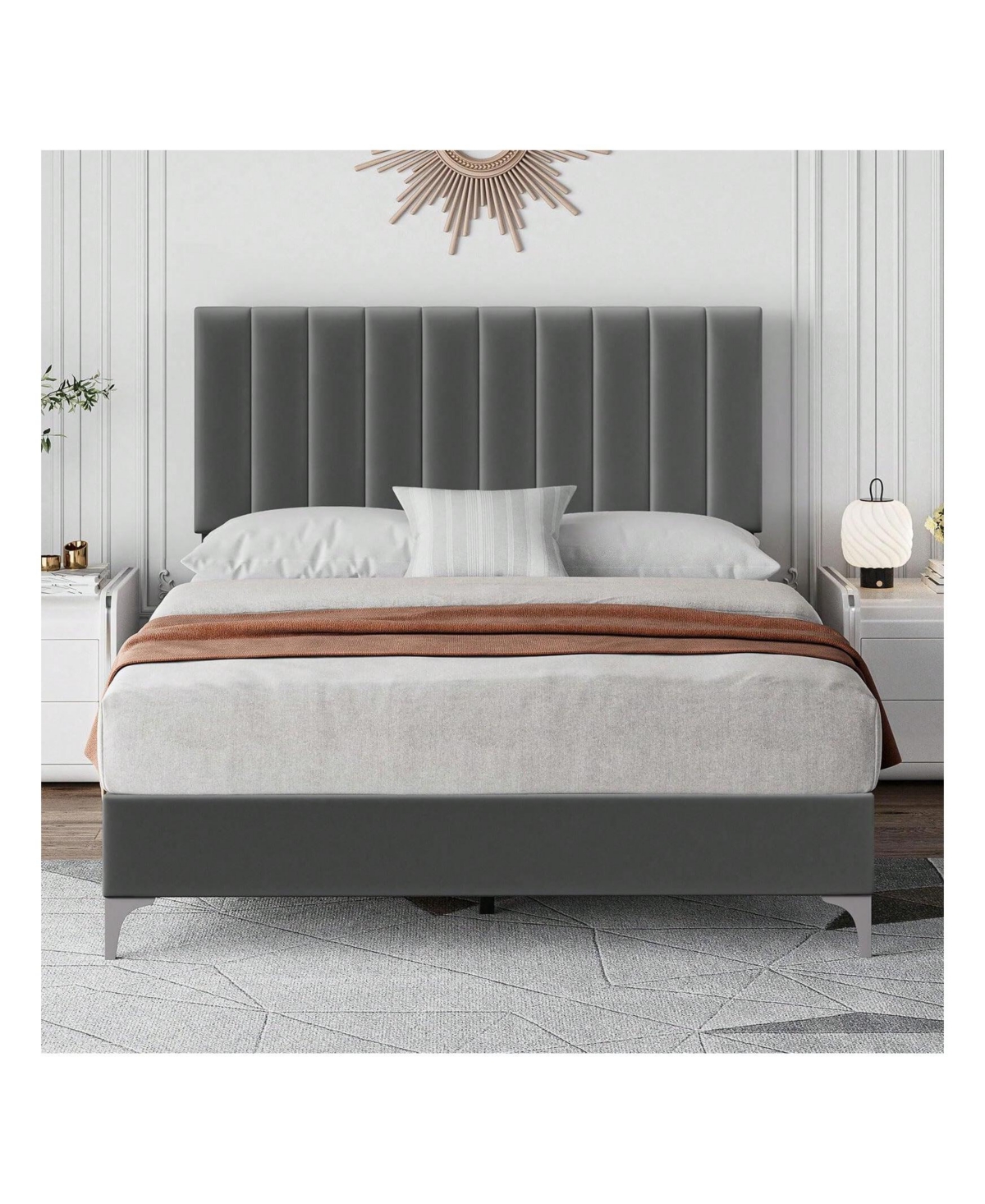 Click here for gaomon Platform Bed Frame With Adjustable Velvet U... prices