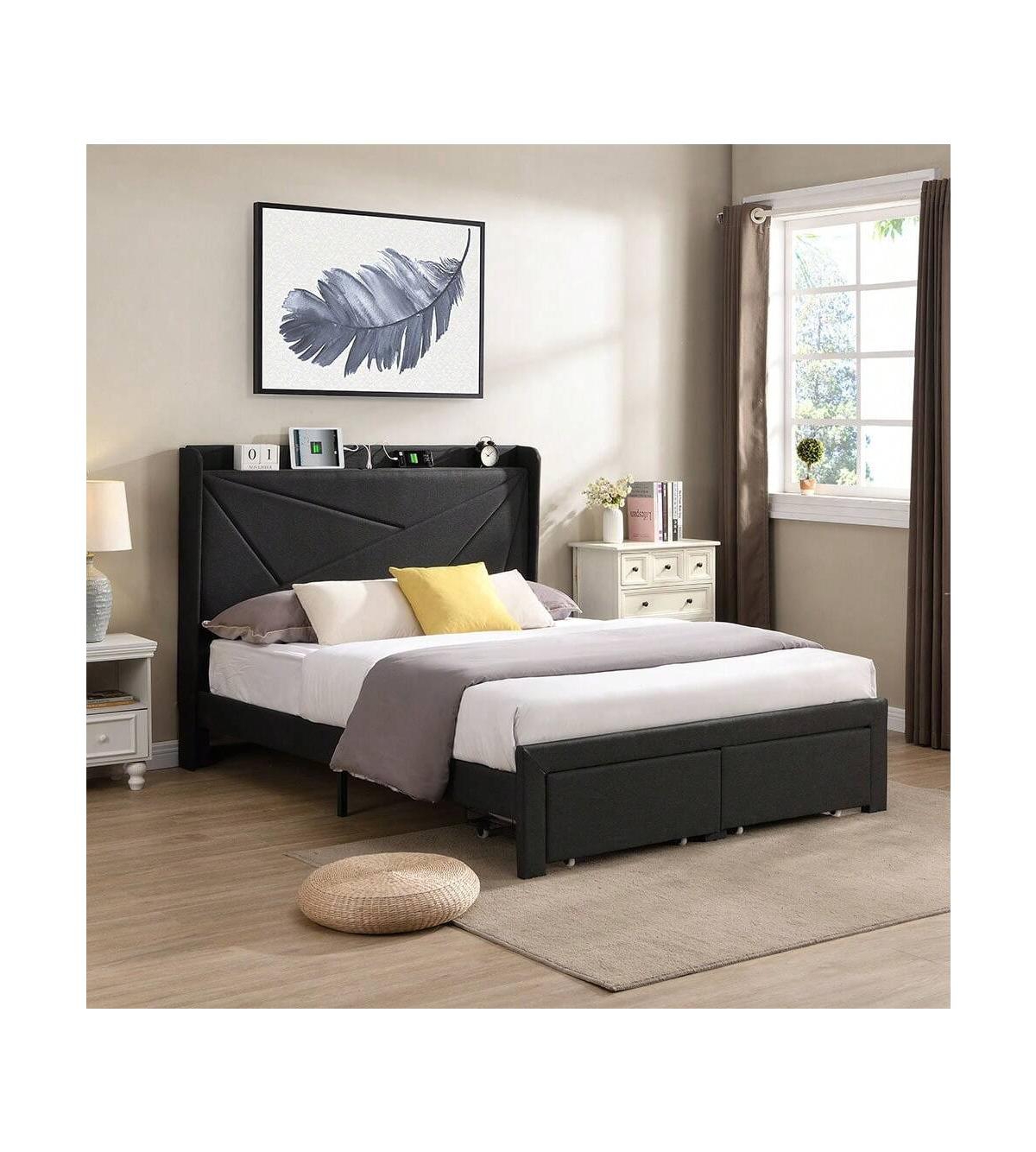 Click here for gaomon Full Size Bed Frame With 2 Storage Drawers... prices