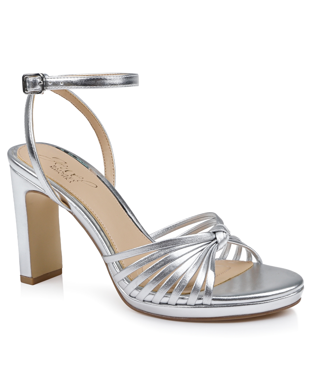 Jewel Badgley Mischka Womens Skylar Round Toe Platform Sandals - Silver Metallic Leather