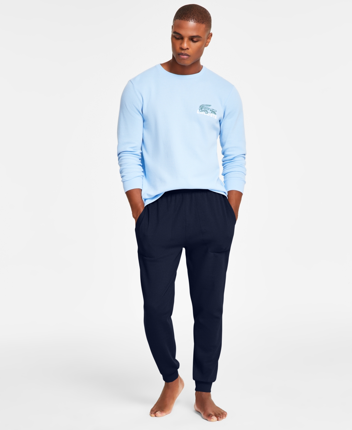 Click here for Lacoste Mens Straight-Fit Thermal Waffle-Knit Jogg... prices