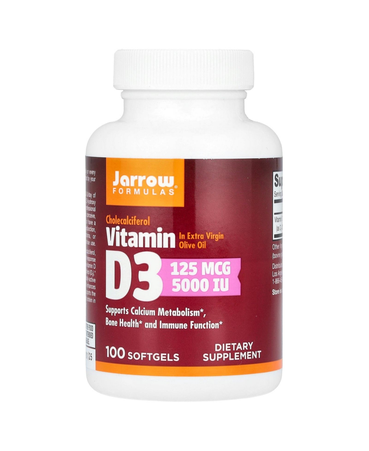 Jarrow Formulas Vitamin D3 125 mcg (5 000 Iu) - 100 Softgels | Smart Closet