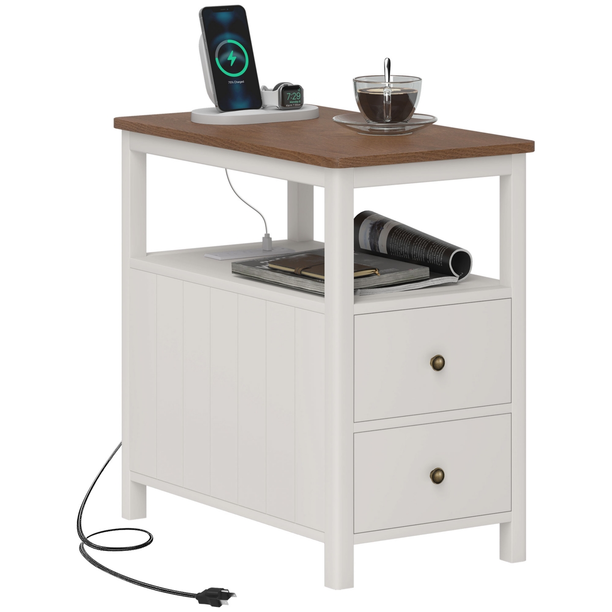 Click here for Homcom Narrow End Table with Charging Station  Usb... prices