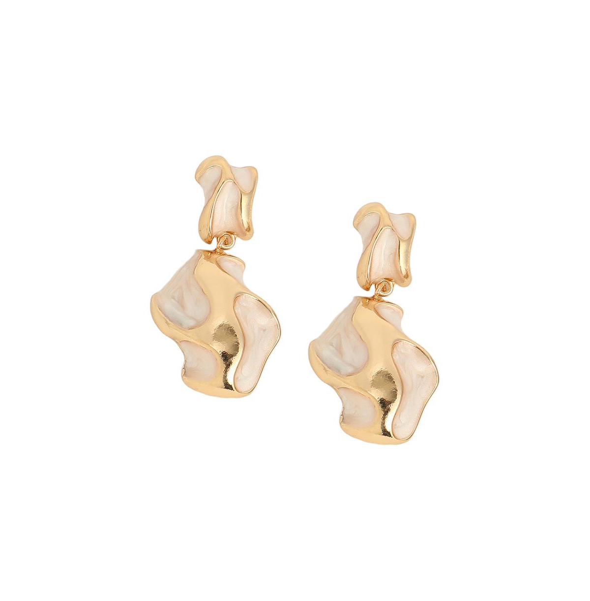 Click here for Sohi Womens The Eroded Drop Earrings - White prices
