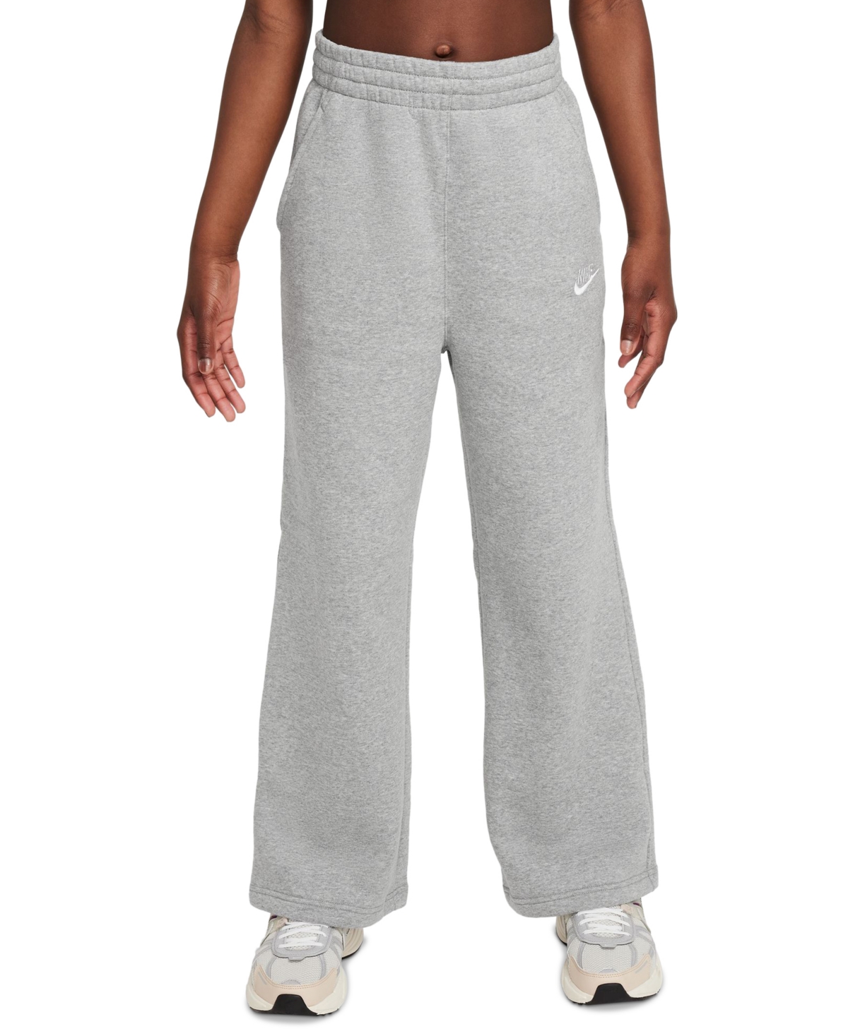 Nike Big Girls 7-16 Sportswear Club Fleece Wide-Leg Sweatpants - Gray Heather