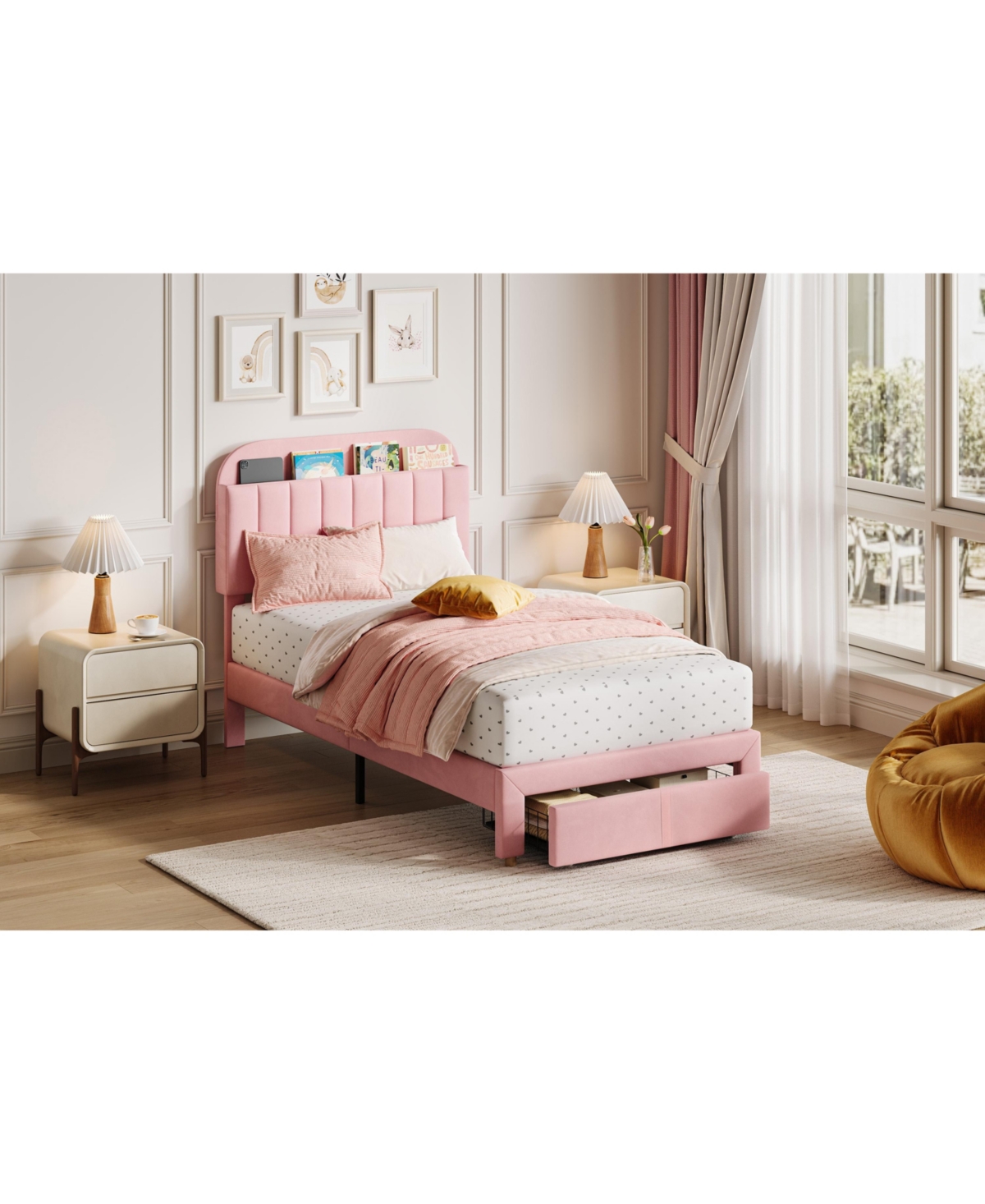 Click here for gaomon Twin Size Bed Frames with Storage Headboard... prices