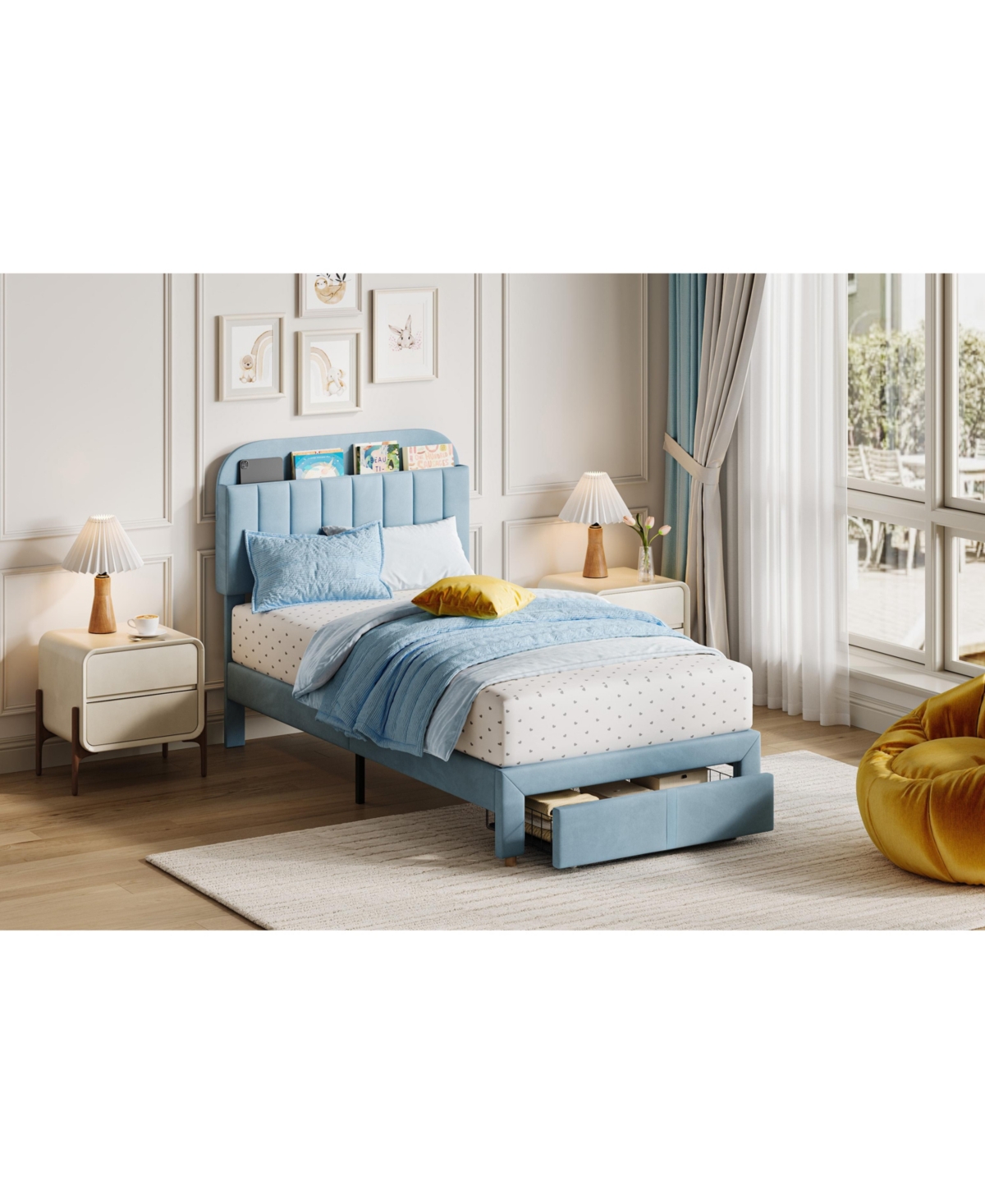Click here for gaomon Twin Size Bed Frames with Storage Headboard... prices