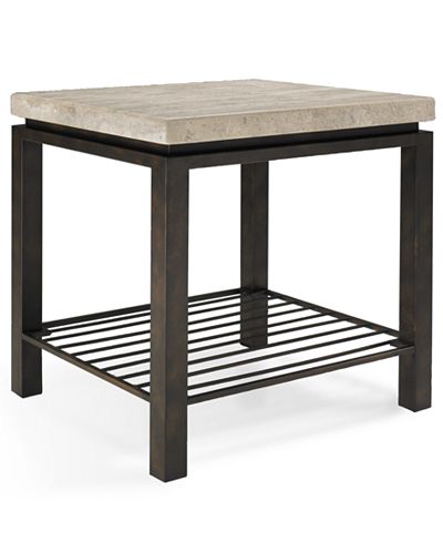 Tempo Travertine Top Rectangular End Table - Furniture - Macy's