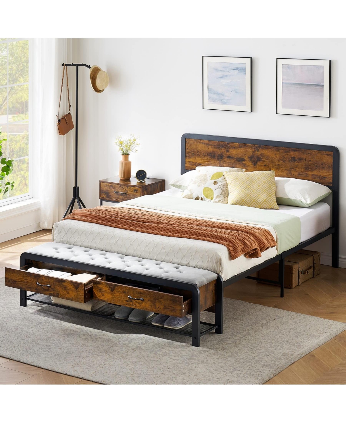 Click here for gaomon Bed Frame Queen Size with Drawers  Queen Pl... prices