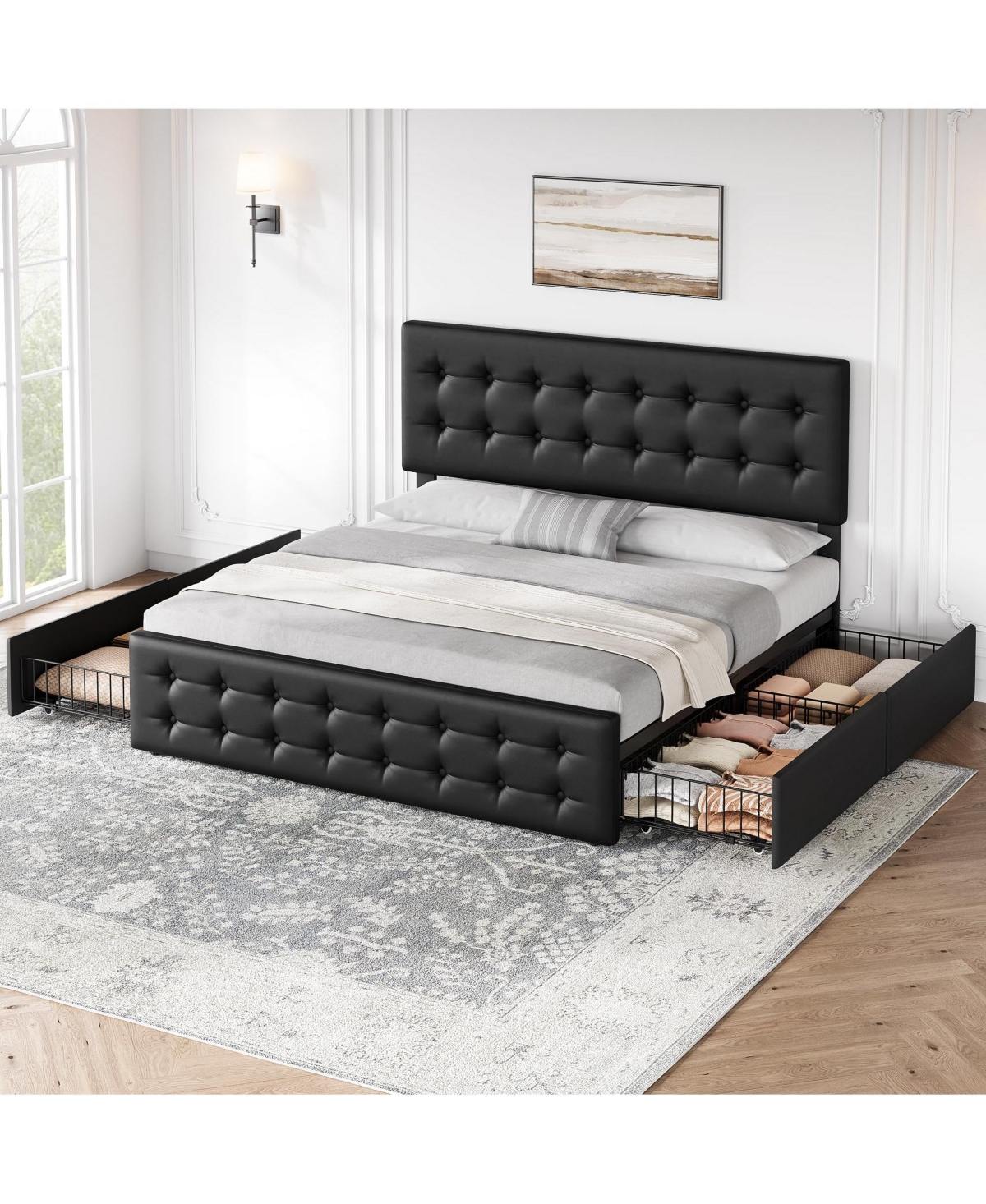 Click here for gaomon Bed Frame with Headboard and 4 Storage Draw... prices