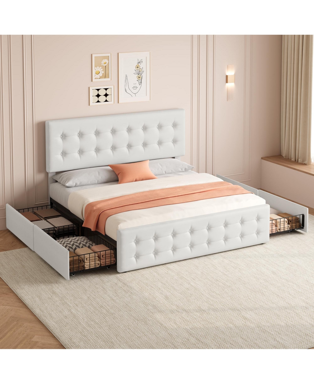 Click here for gaomon Bed Frame with Headboard and 4 Storage Draw... prices