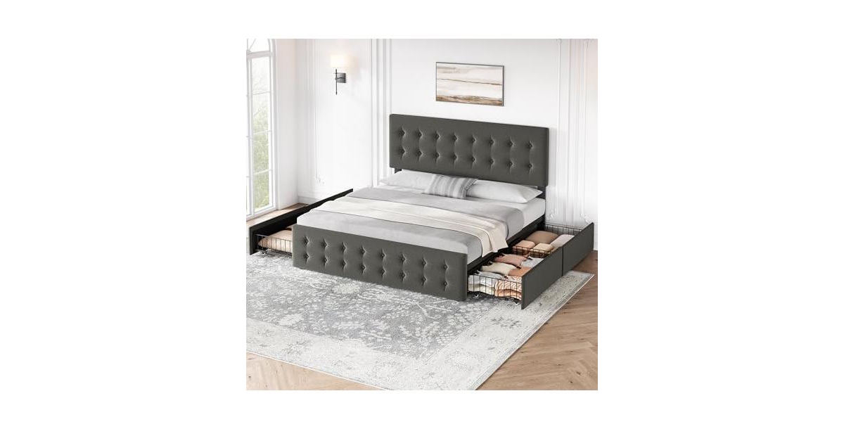 Click here for gaomon Bed Frame with Headboard and 4 Storage Draw... prices
