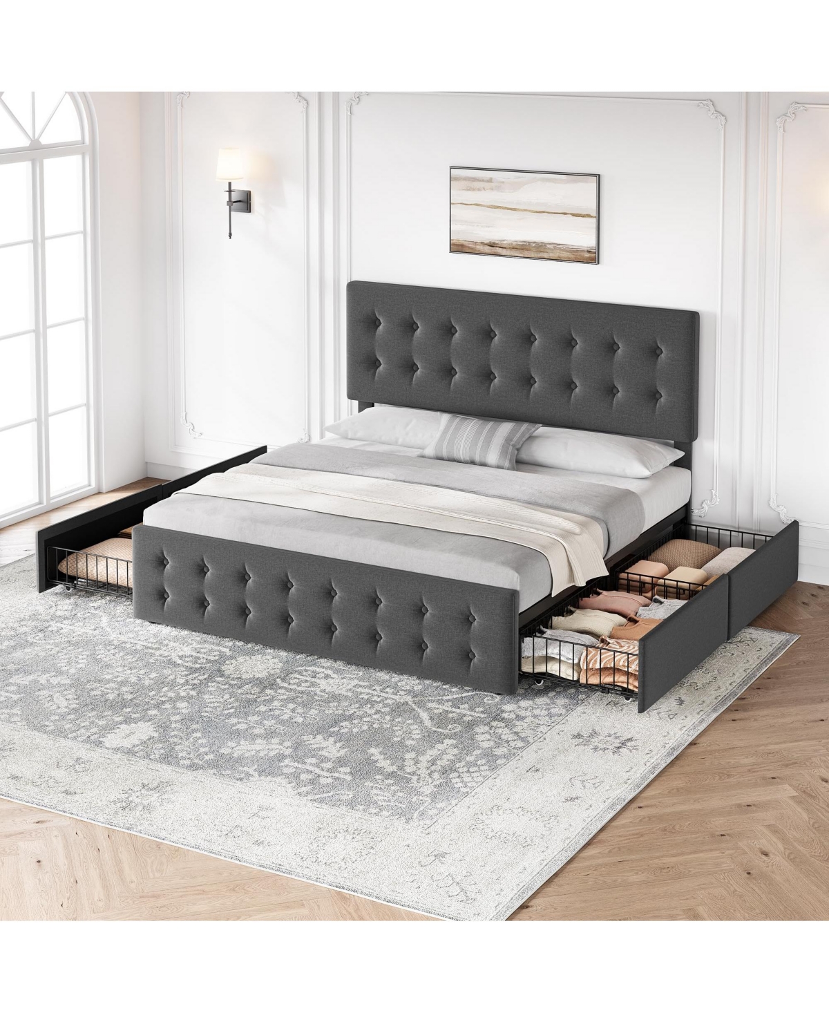 Click here for gaomon Bed Frame with Headboard and 4 Storage Draw... prices