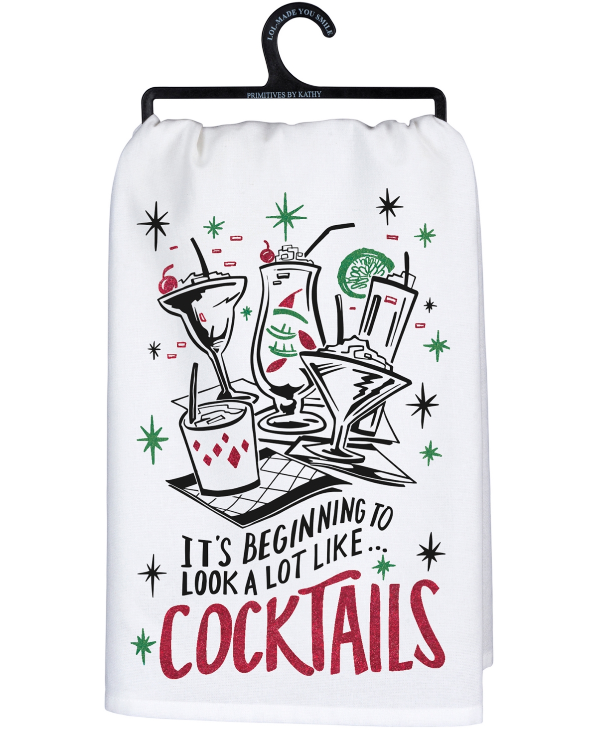 Click here for Primitives by Kathy Cocktails Kitchen Towel - Whit... prices
