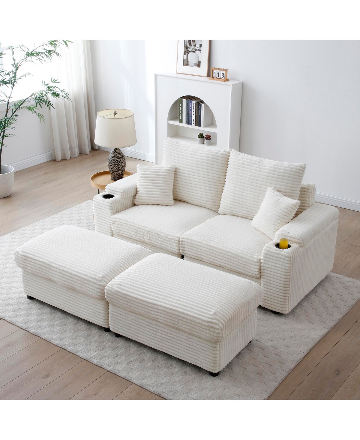 Click here for Streamdale Furniture Loveseat with Ottomans Cordur... prices