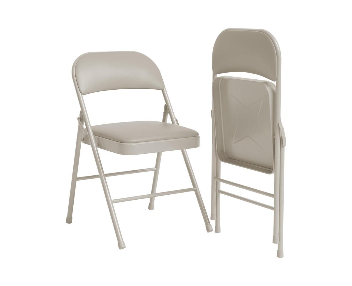 Click here for 2 Pack Beige Folding Chairs With Padded Cushion an... prices