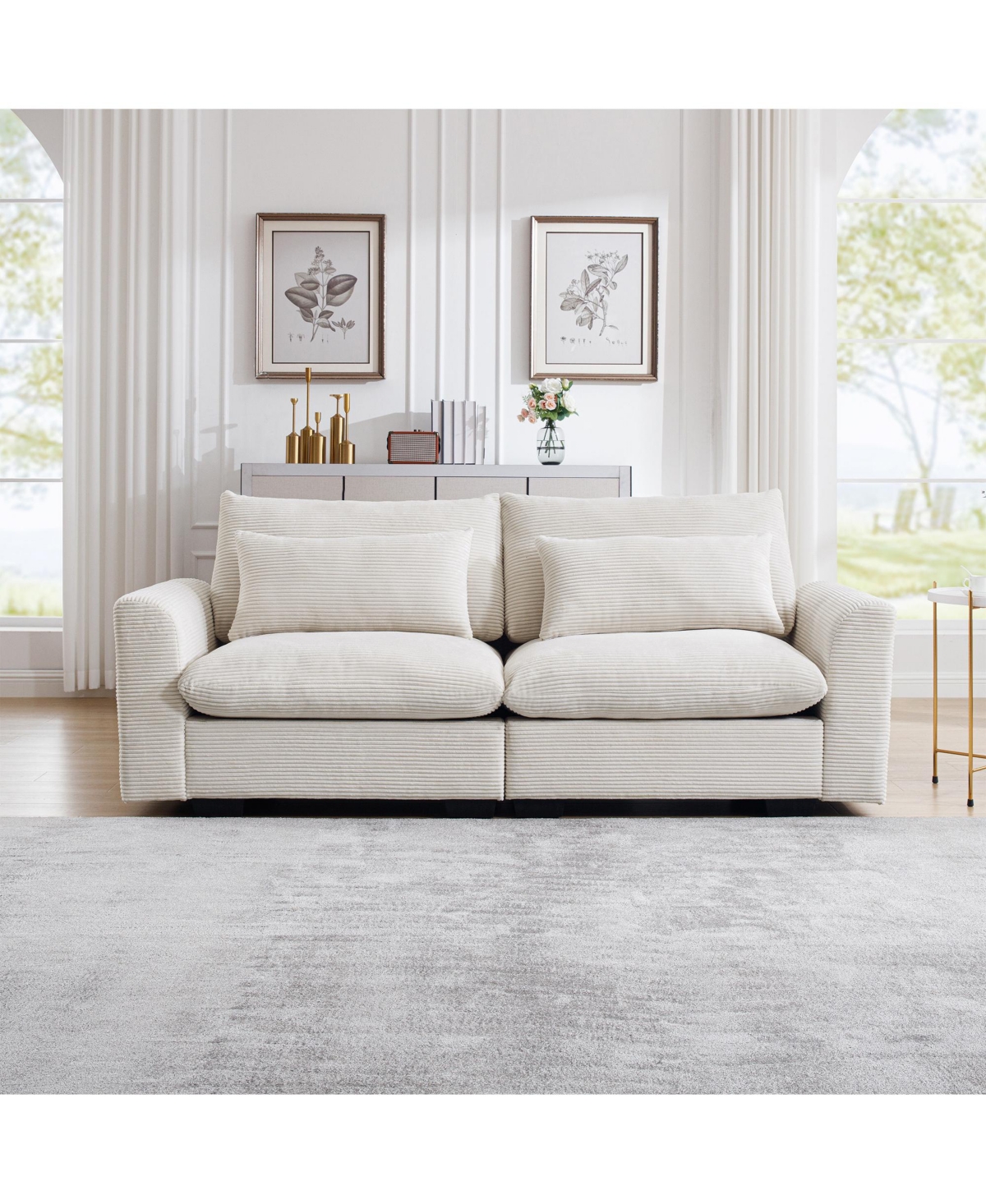 Click here for Streamdale Furniture Beige Corduroy Sofa Couch  De... prices
