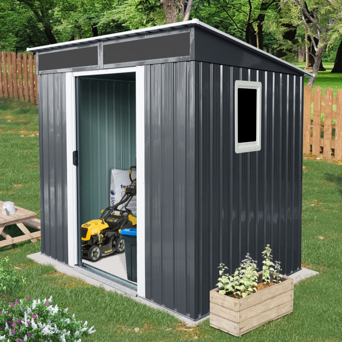 Click here for 6ft x 5ft Outdoor Metal Storage Shed with Window a... prices