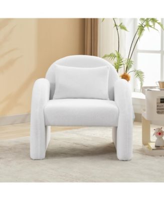 gaomon Sherpa Accent Chair, Teddy Upholstered Armchair, Modern Fluffy ...