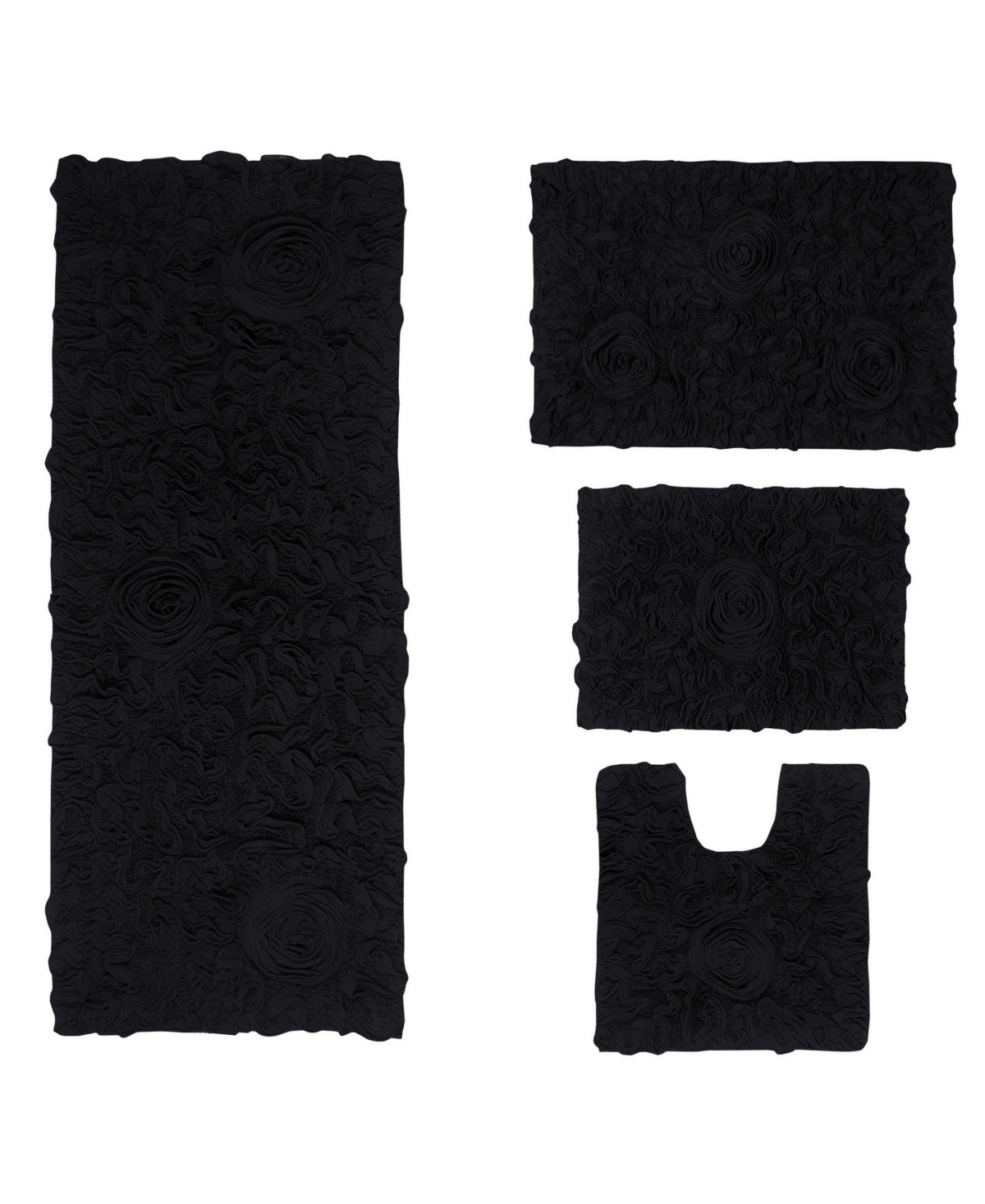 Click here for Home Weavers Bell Flower 4-Pc. Bath Rug Set - Blac... prices