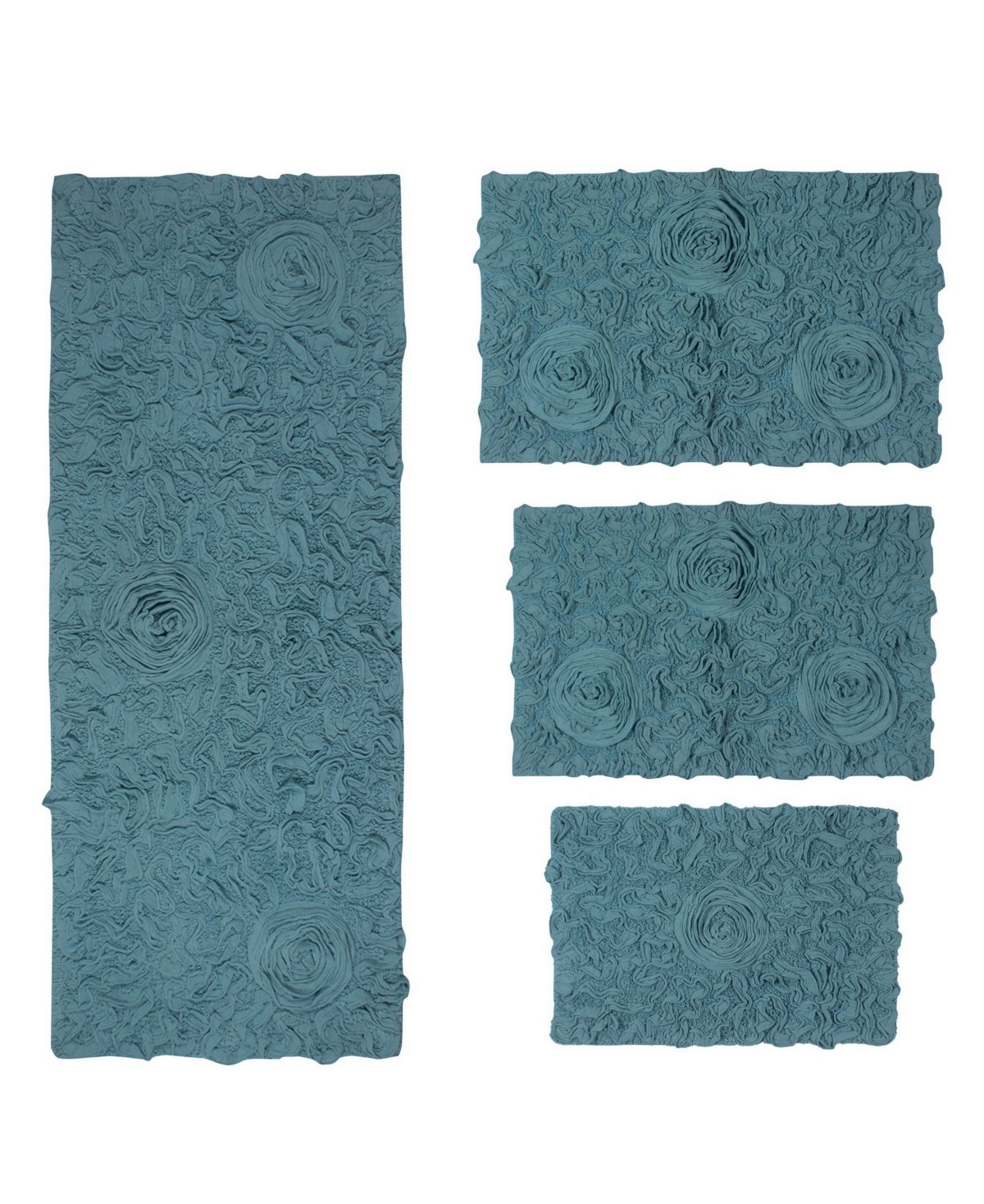 Click here for Home Weavers Bell Flower 4-Pc. Bath Rug Set - Blue prices