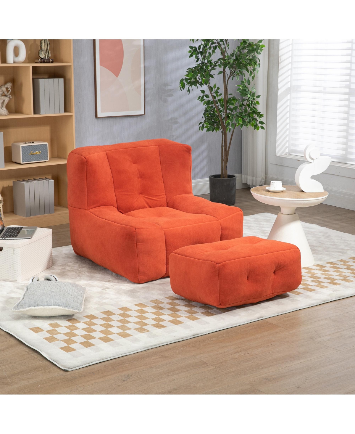 Click here for The Pop Home Fluffy Bean Bag Chair with Ottoman  S... prices