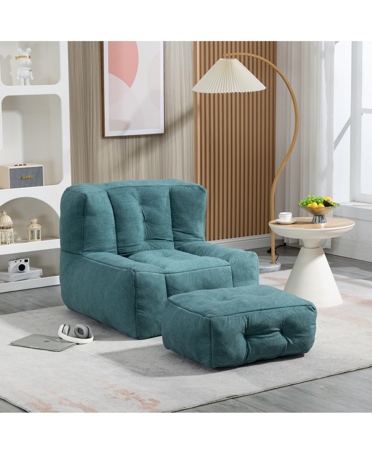 Click here for The Pop Home Fluffy Bean Bag Chair with Ottoman  S... prices