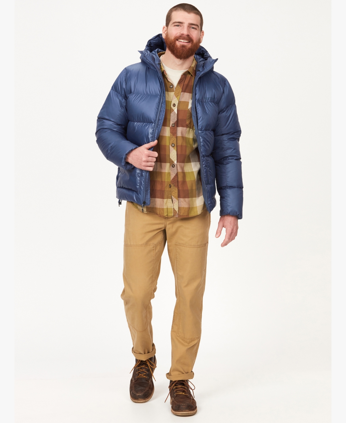 Click here for Marmot Mens Guides Down Puffer Hoodie - Storm prices