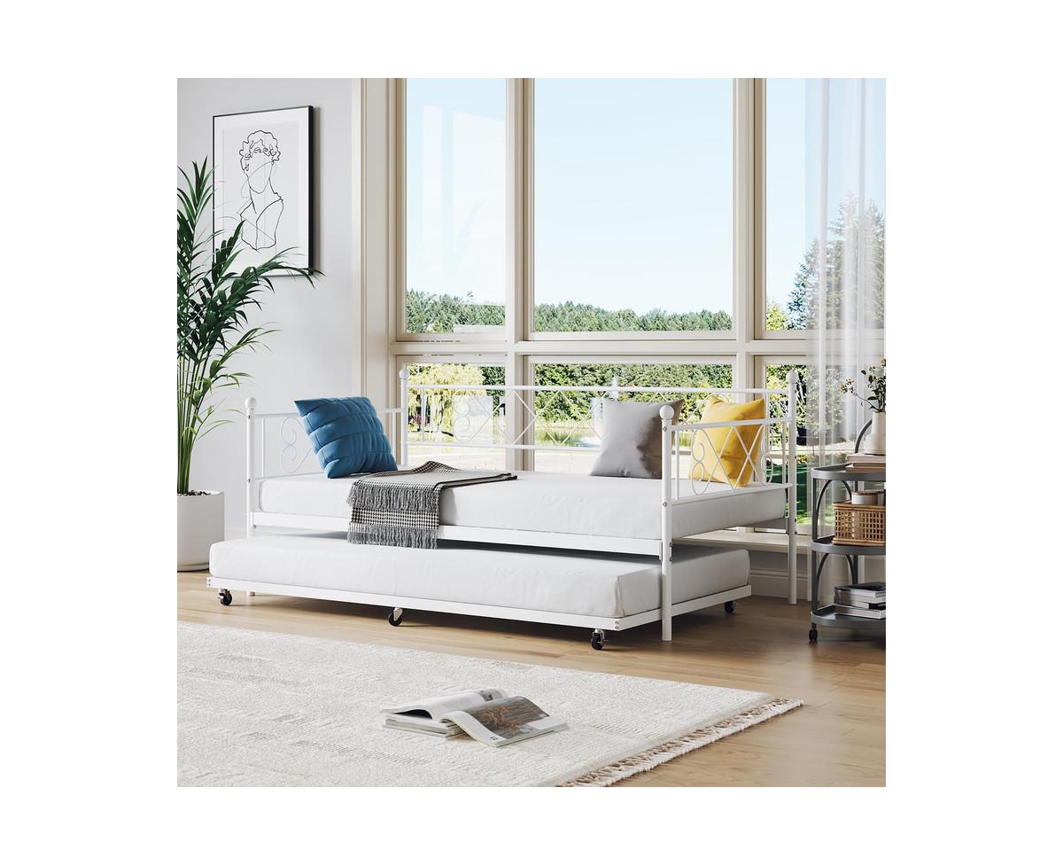Click here for gaomon Twin Metal Daybed with Trundle  Premium Ste... prices
