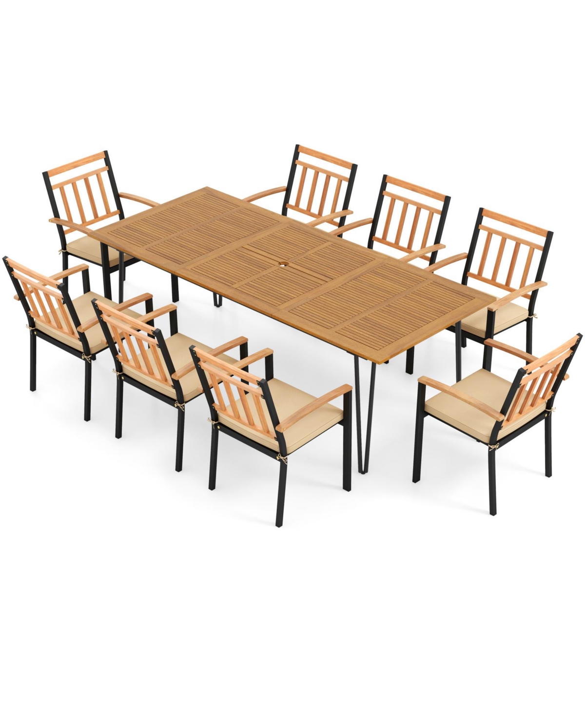 Click here for 9 Pieces Patio Dining Outdoor Furniture Set with 8... prices