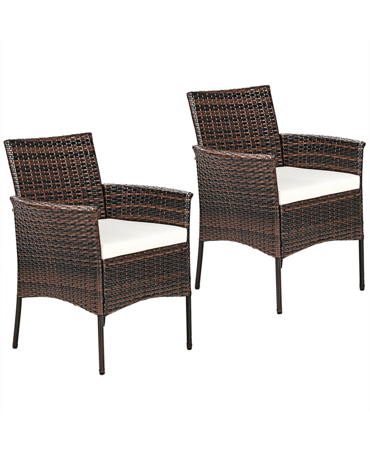 Click here for Gymax Patio 2PCS Rattan Arm Dining Chair Cushioned... prices