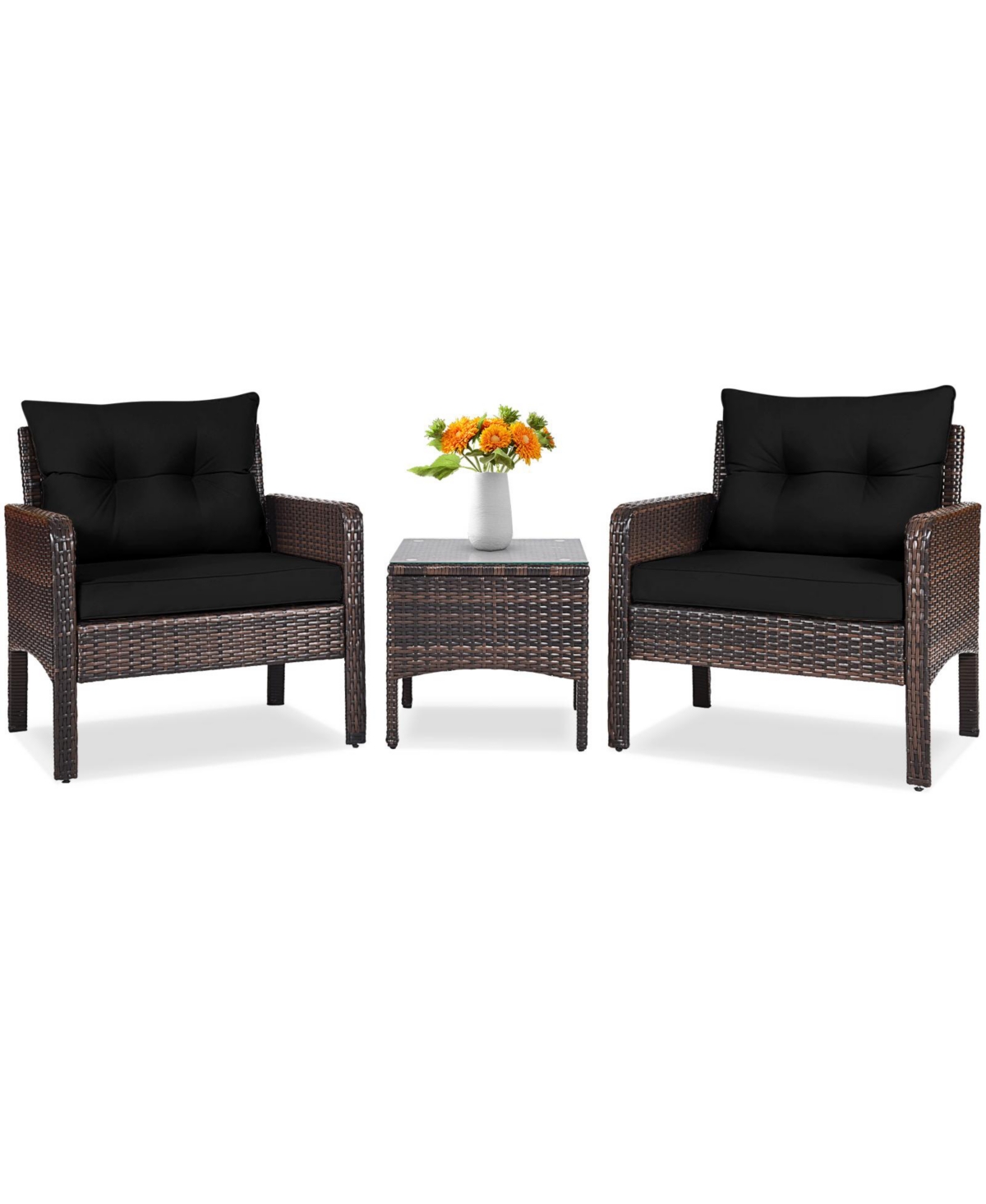 Click here for Gouun 3 Pcs Outdoor Patio Rattan Conversation Set... prices