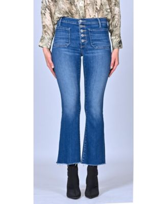 Black Orchid Denim Women's Angelina Patch Pocket Crop Flare Jean - Macy's