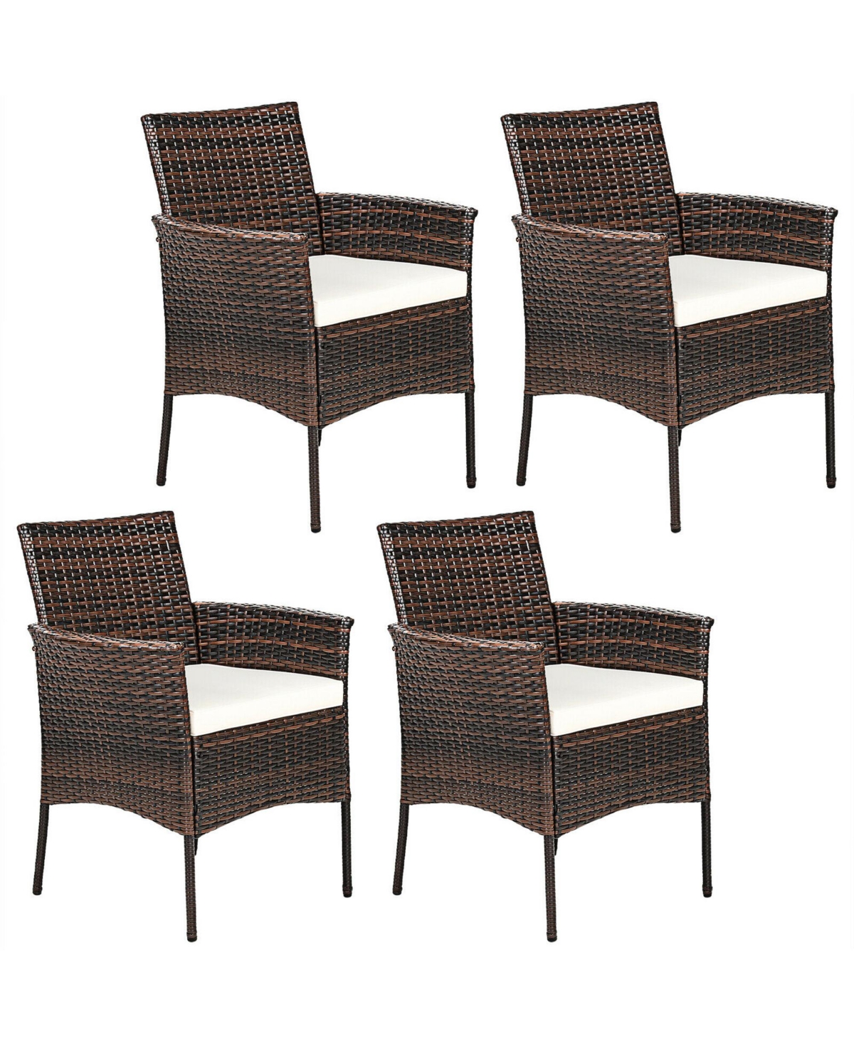 Click here for Gymax Patio 4PCS Rattan Arm Dining Chair Cushioned... prices