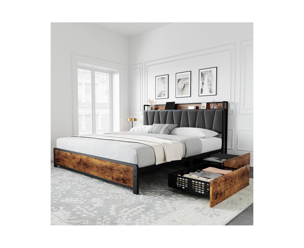 Click here for gaomon King Size Bed Frame with Storage Linen Upho... prices