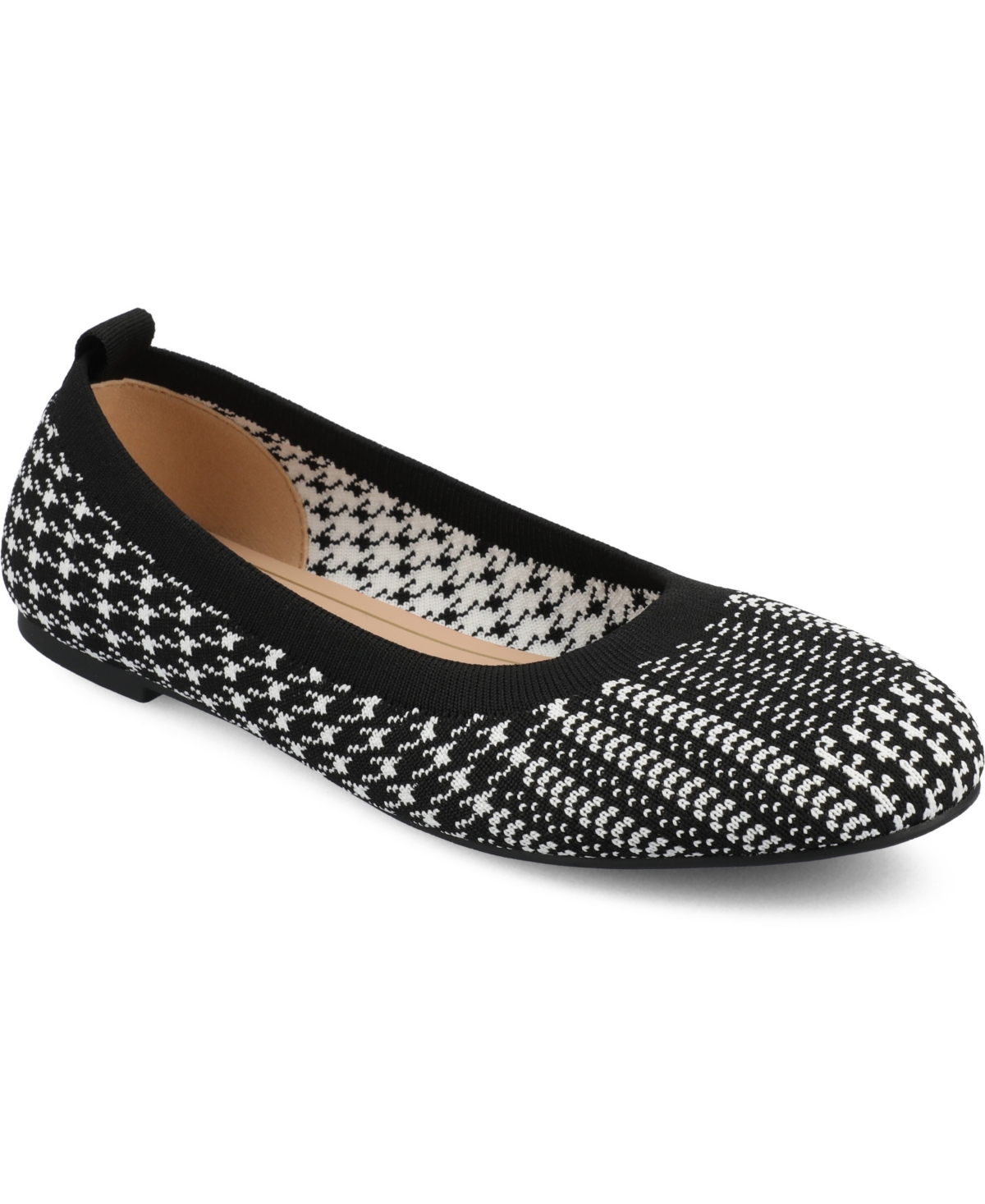 Journee Collection Womens Maryann Knit Round Toe Ballet Flats - Black/White