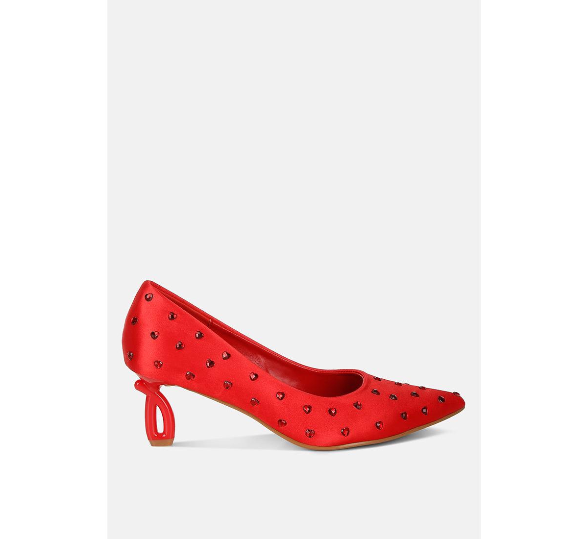 Click here for Madhara Heart-Shaped Rhinestones Pumps - Red prices