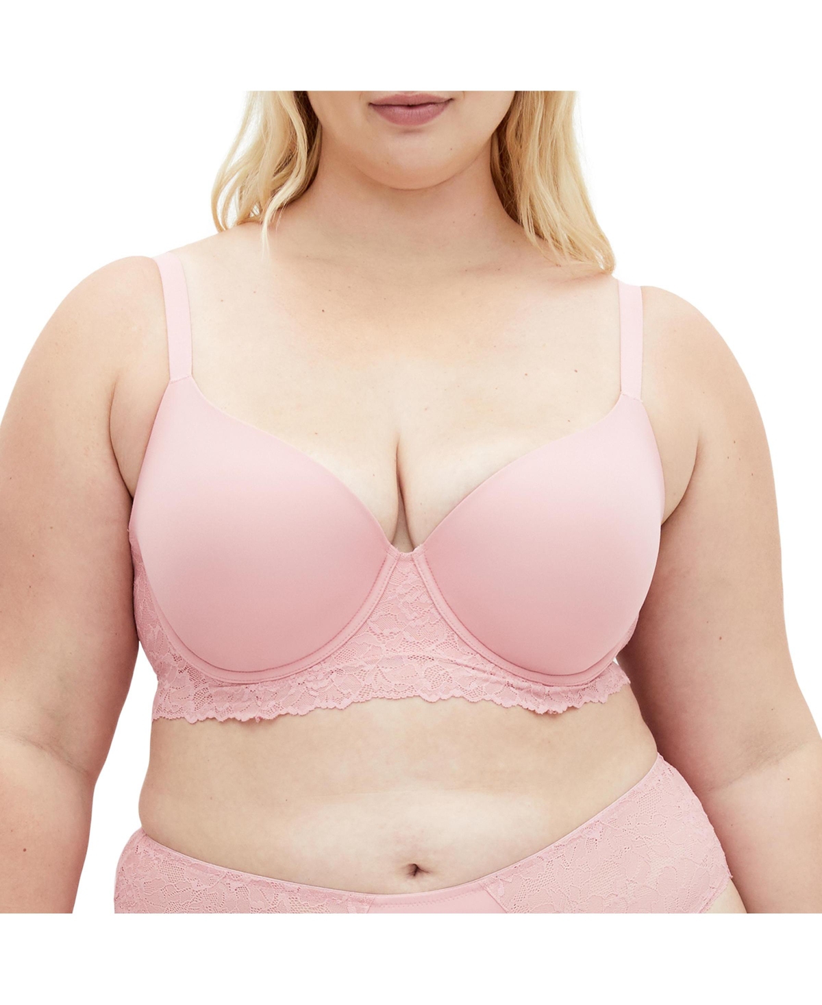 Click here for Plus Size Gemma Contour Longline Bra - Rose pink prices