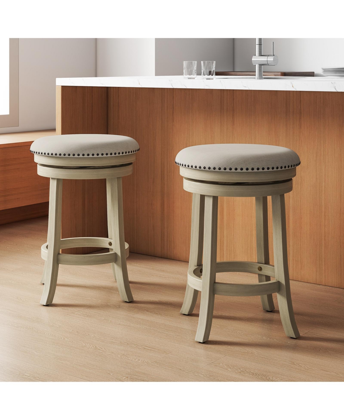 Click here for Gouun 26 Inches Swivel Bar Stools Set of 2 wth Woo... prices