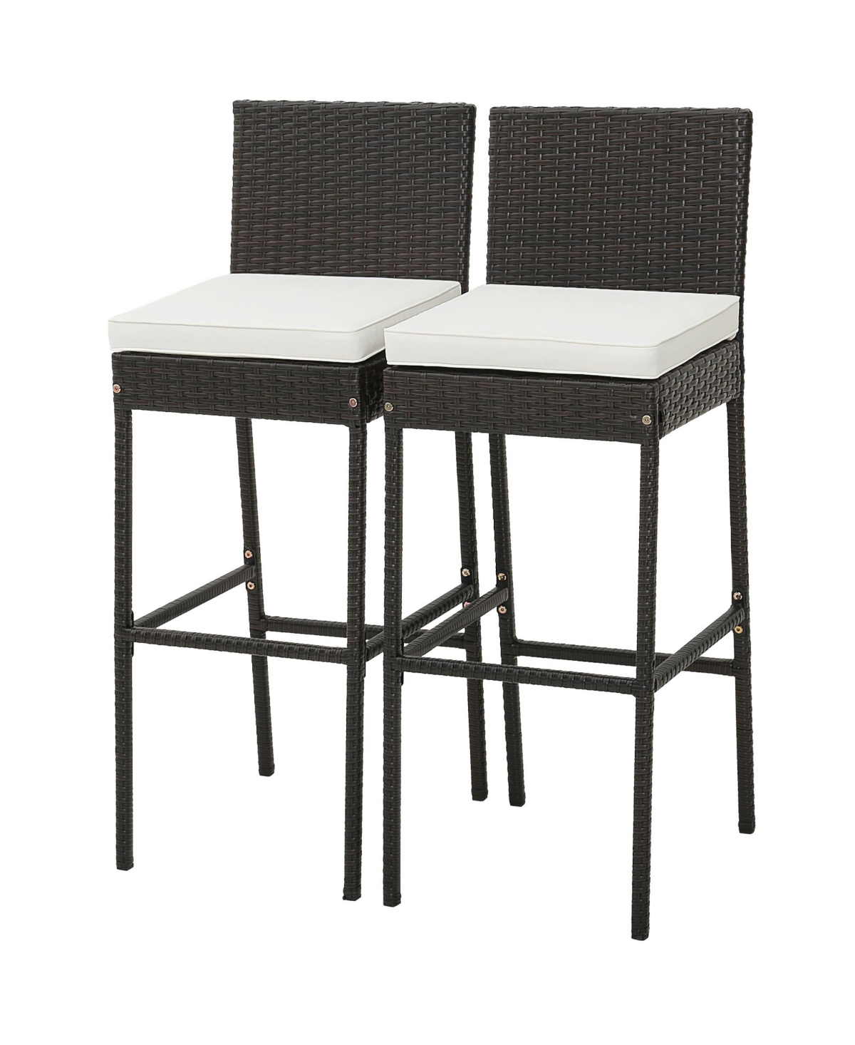 Click here for 2 Pcs Patio Wicker Barstools Bar Height Chairs W/... prices