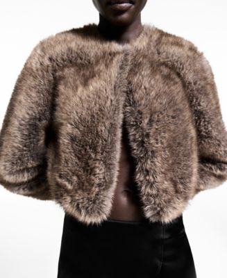 Mango Women's Fur-Effect Jacket - Macy's