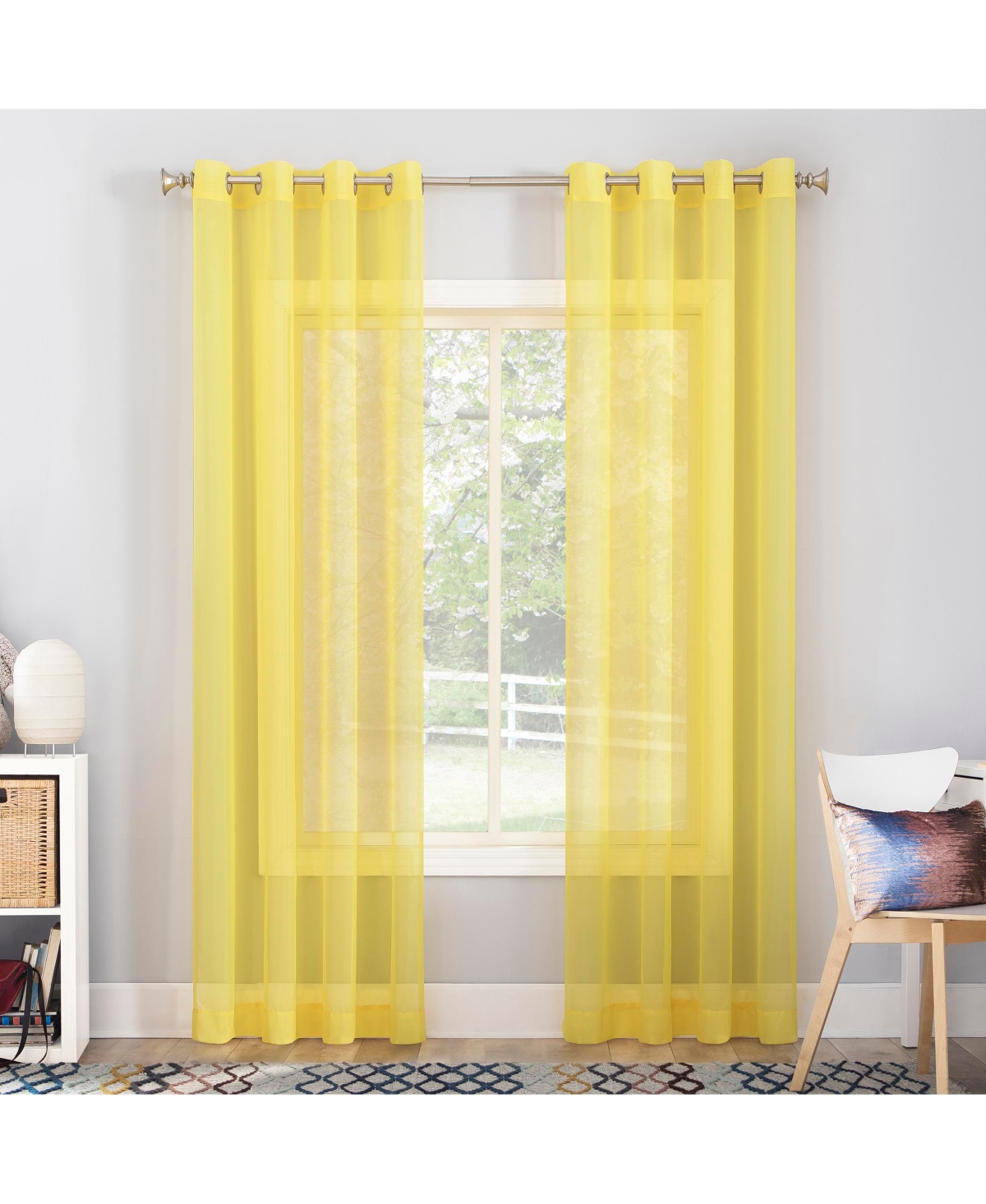 Click here for Calypso Sheer Voile Grommet Curtain Panel - Lemon... prices