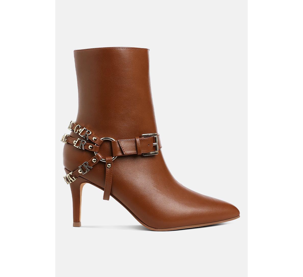 Click here for Nicene Harness Detail Stiletto Boots Women - Tan prices