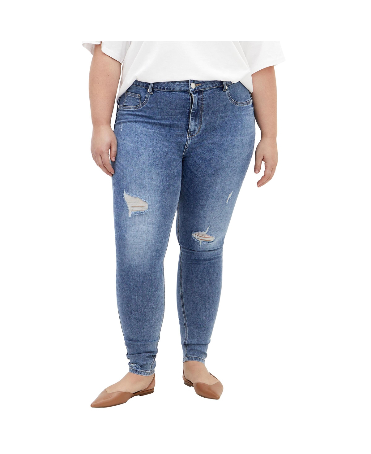 Click here for City Chic Plus Size Harley Nola Jean - Mid wash prices