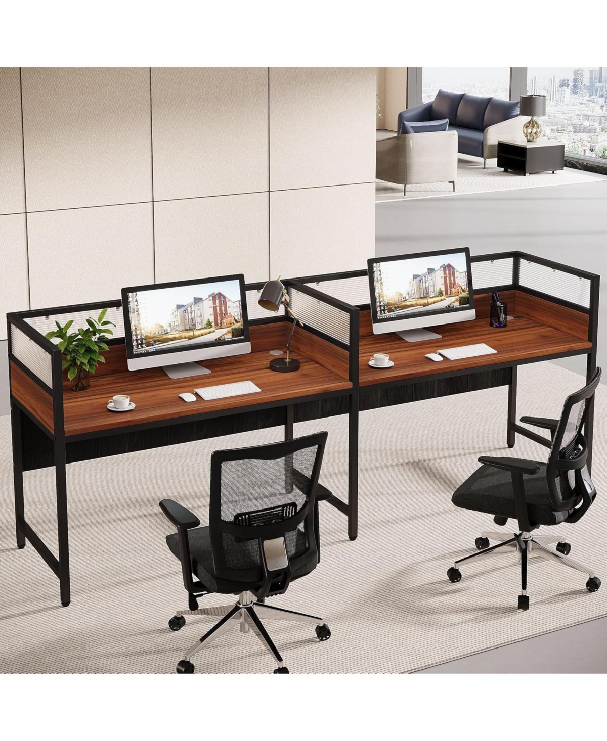 Click here for Tribesigns 94.48 Two-Person Office Desk with Priva... prices